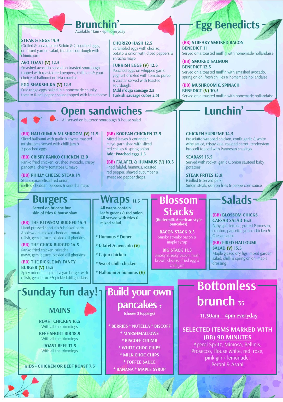 Main Menu – Blossom Bistro – Monton